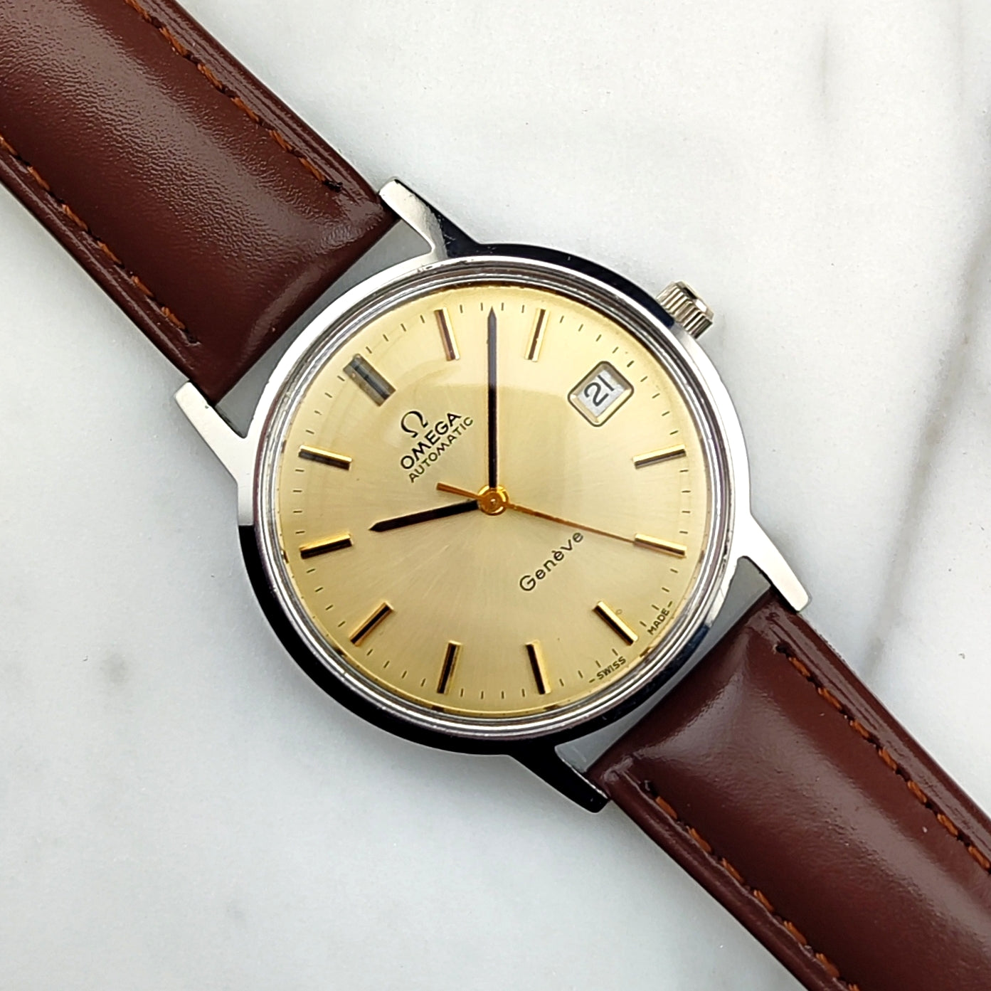 Omega Genève Automatic Date Champagner Dial 1974 [REF. 166.0163 ...